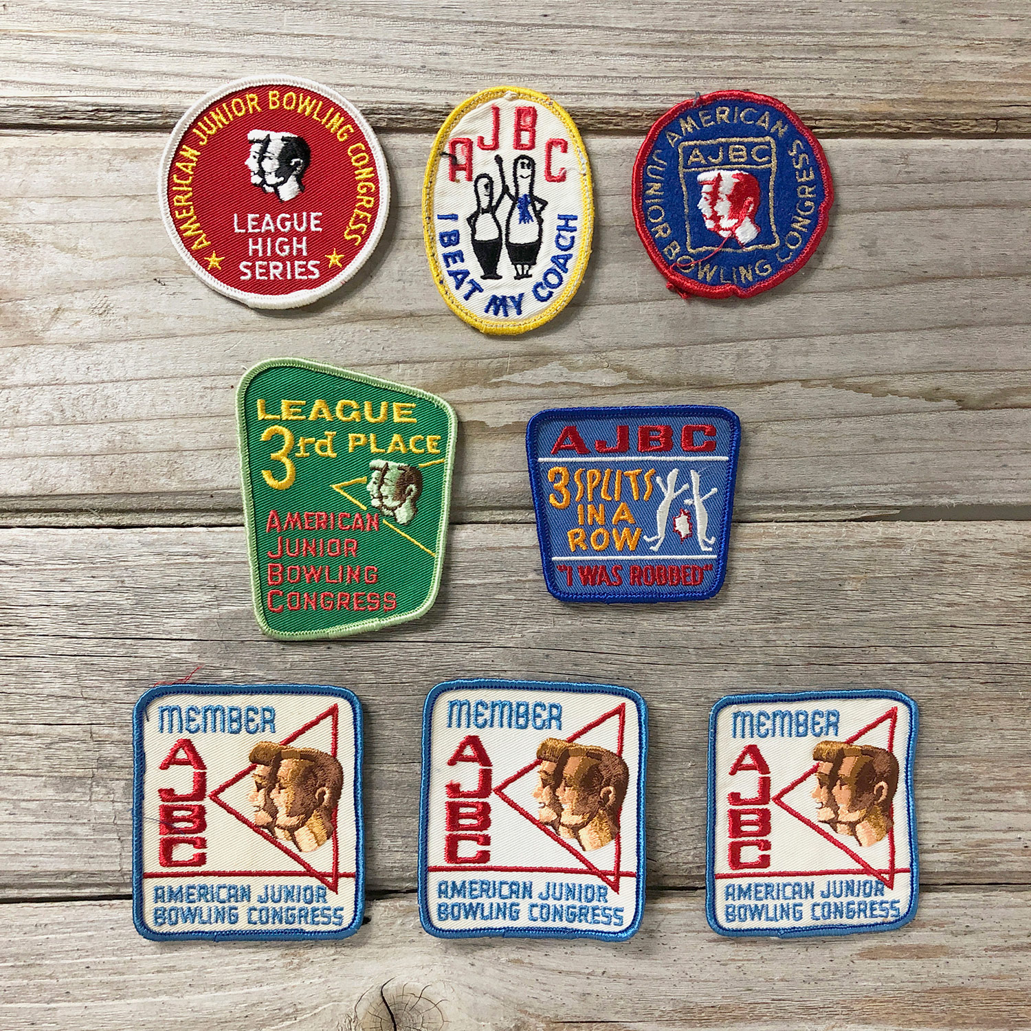 Set of 8 Vintage Bowling Team Patches American Junior Bowling Congress ...
