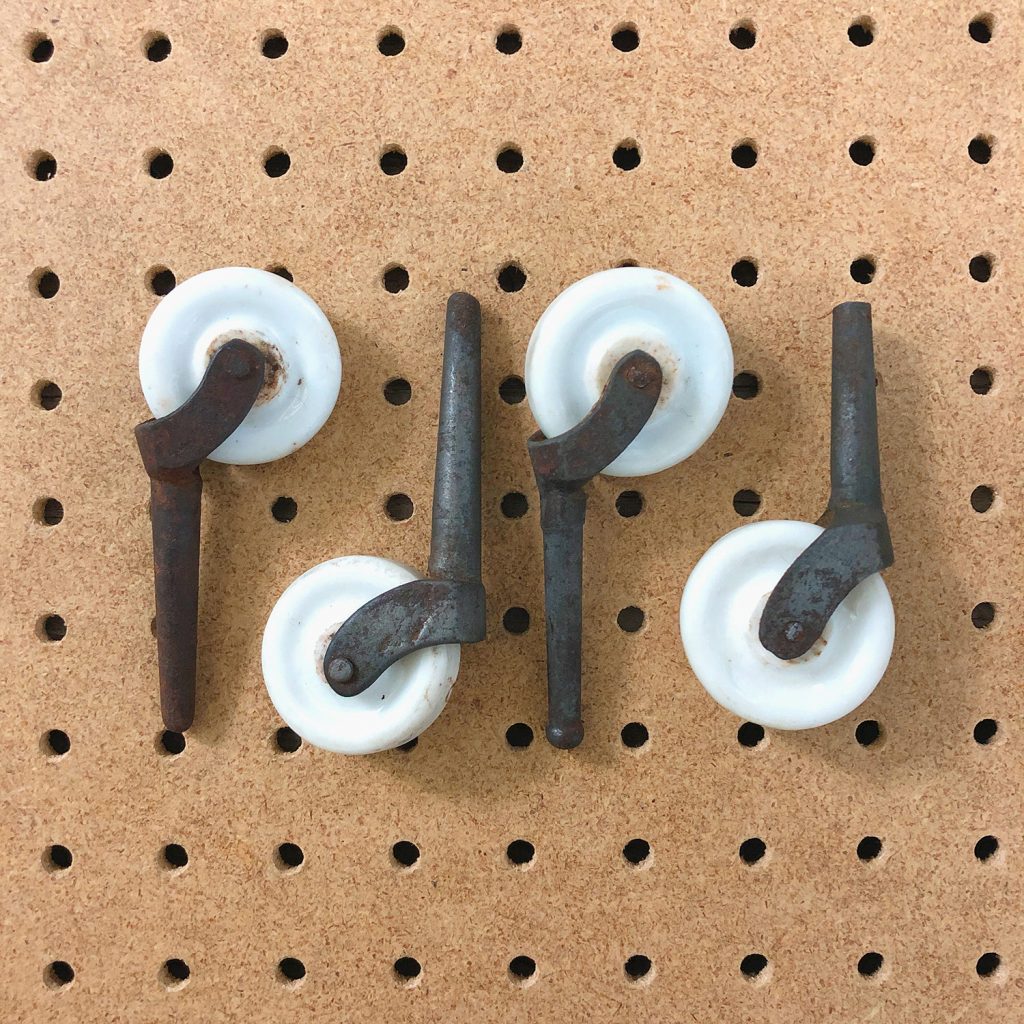 Set of 4 Antique White Porcelain Wheels | Heritage Outfitters