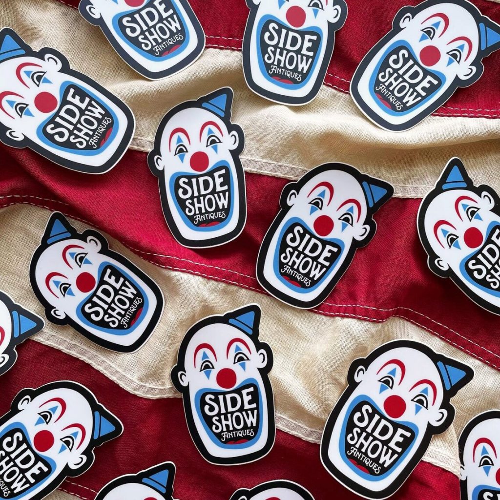 Sideshow Antiques Circus Clown Logo Sticker | Heritage Outfitters